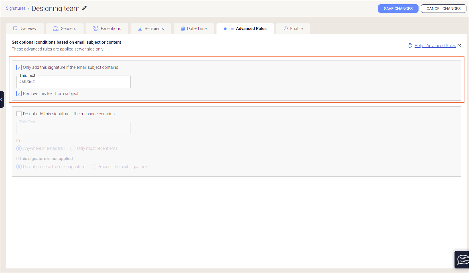 How to use the subject line trigger rules to apply a signature – Exclaimer Knowledge Base